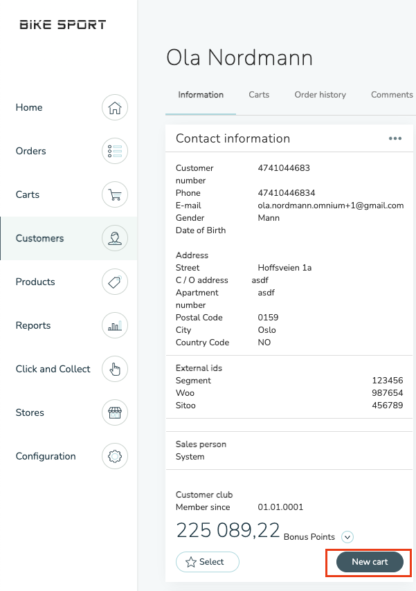 Create a cart from different views – Omnium