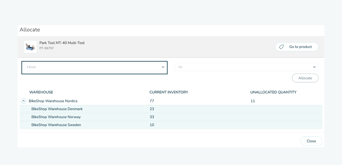 Unallocated inventory - Virtual stock locations – Omnium